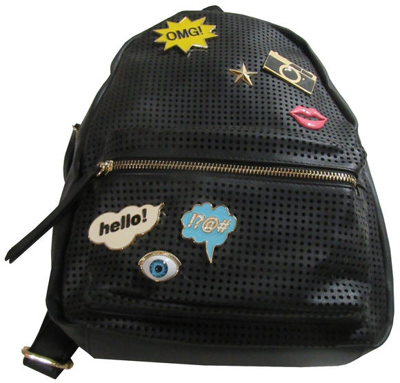 Bags | Imoshion Vegan Leather Backpack Emoji Symbols Black Omg | Poshmark